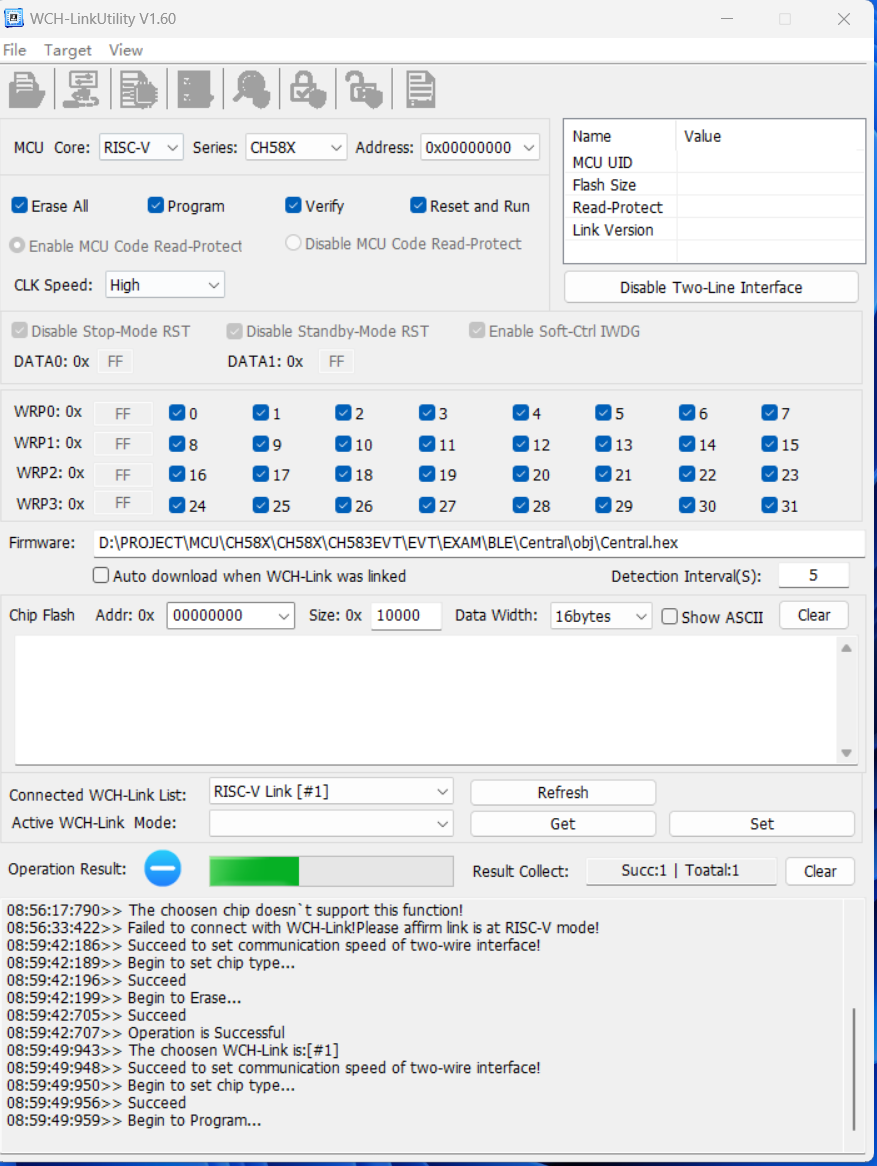 WCH-LINKE 无法在MounRiver中对CH582M下载程序 - 沁恒微电子社区