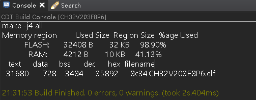在 MounRiver 中如何查看程序占用的 Flash/RAM 空间大小? - 沁恒微电子社区