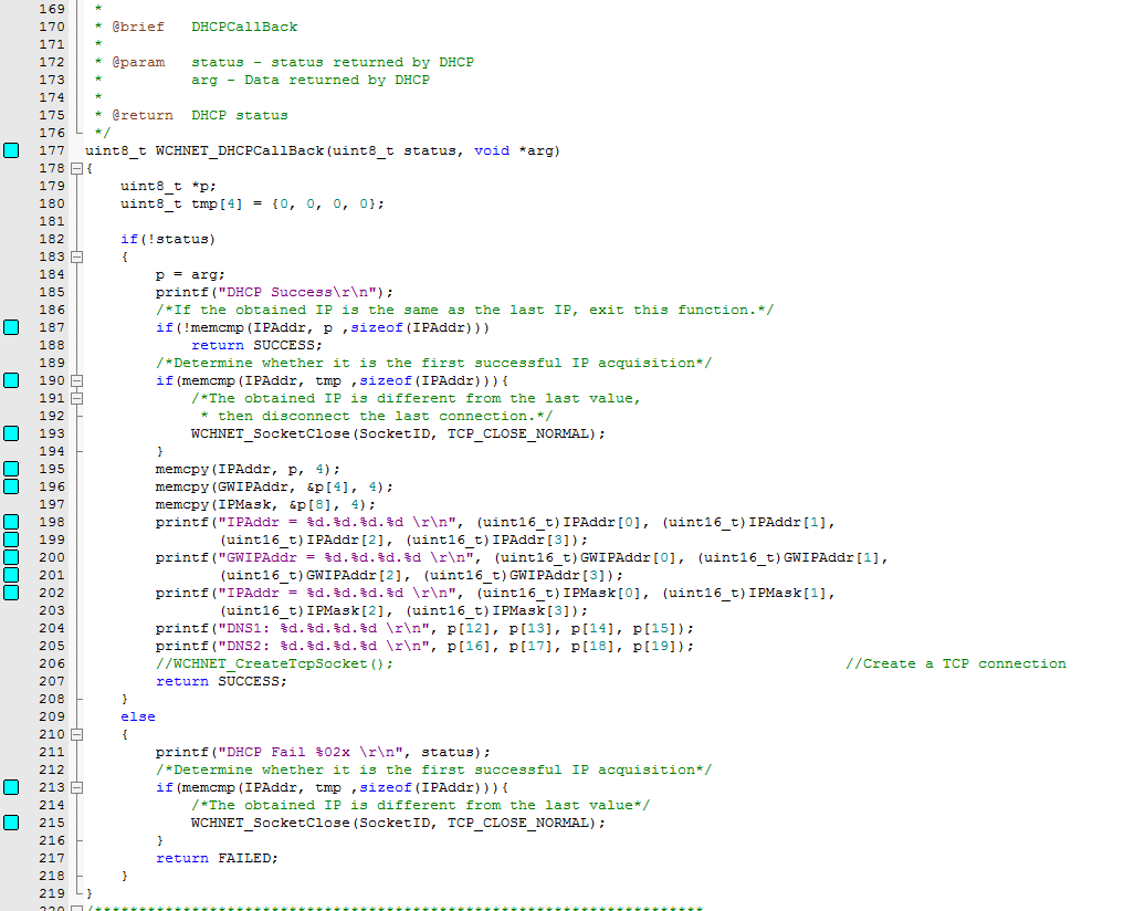 CH579 开始设置的静态IP，开启DHCP，设备IP地址没变 - 沁恒微电子社区
