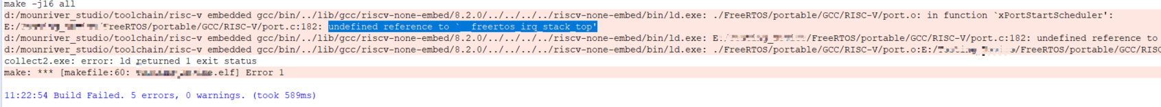CH32v307参照案例移植FreeRTOS以后报undefined reference to `__freertos_irq_stack_top' - 沁恒微电子社区