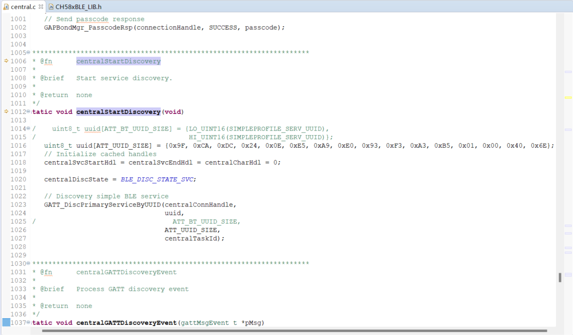 CH583 相互通信需要将主机枚举从机的uuid修改为从机对应的。请问在那里进行修改呢？ - 沁恒微电子社区