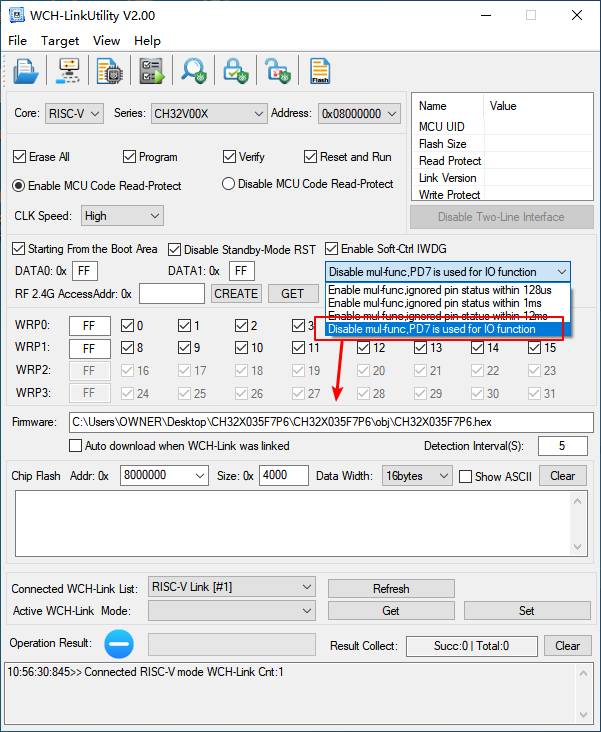 CH32V003,怎么刷写配置位WCH-LinkUtility - 沁恒微电子社区